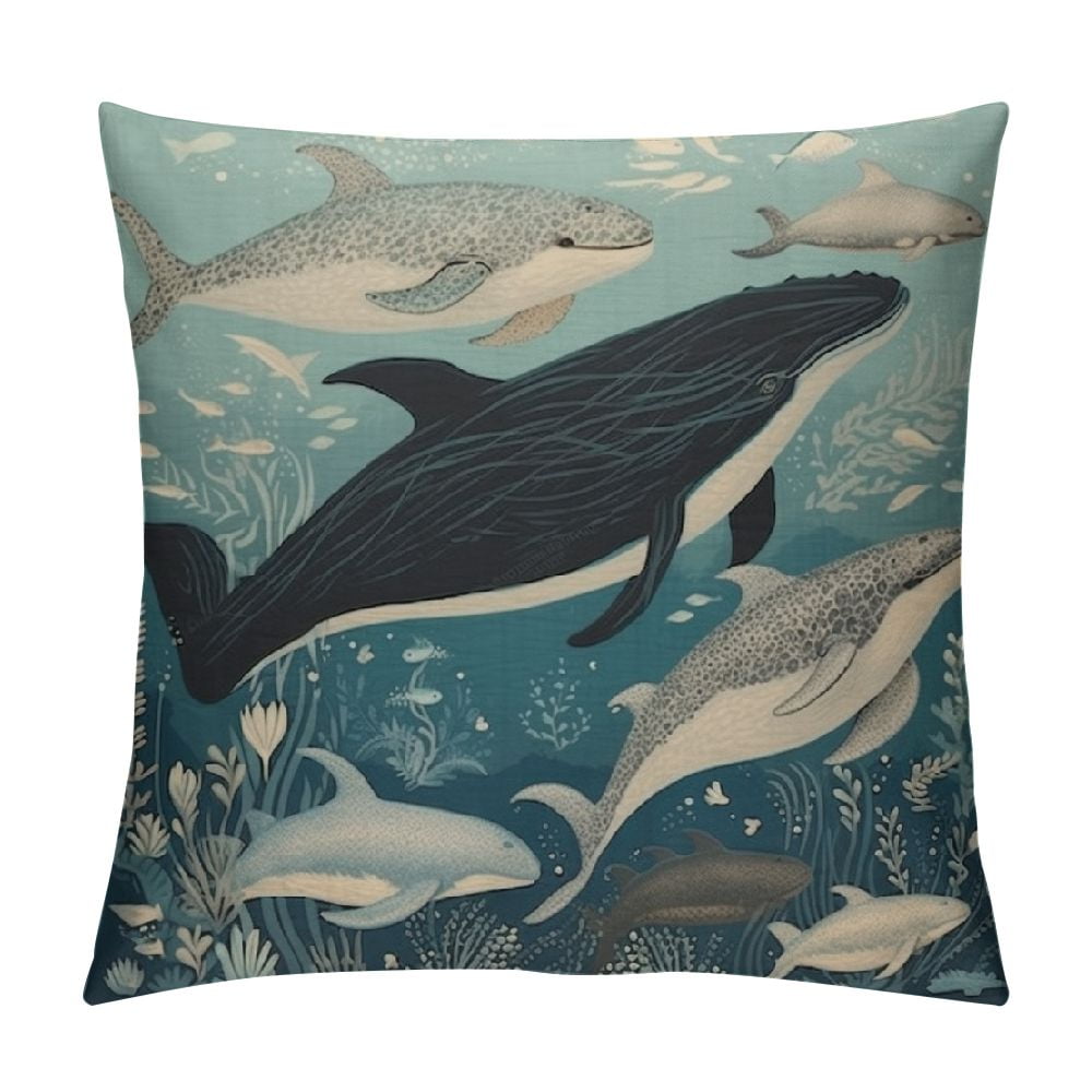 GOSMITH Fish Pillows Nature Nautical Ocean Sea Seaweed Coral Whale ...