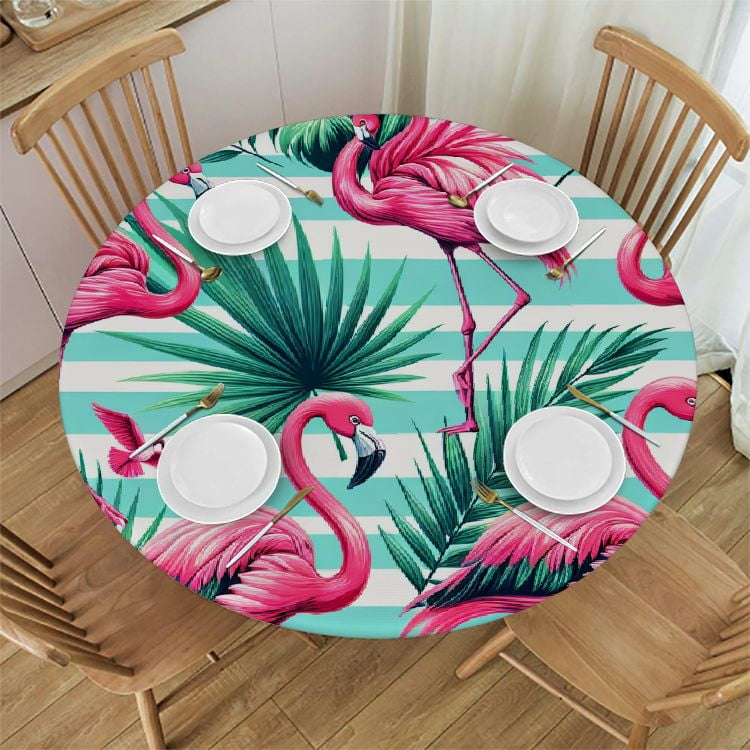GOSMITH Flamingo Banana Leaf Flannel Tablecloth for Picnic Dining ...