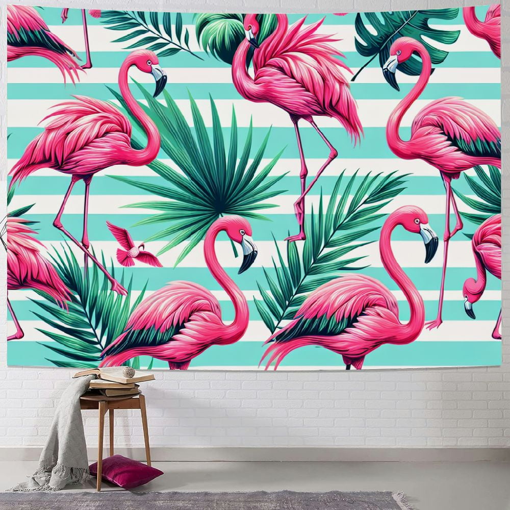 GOSMITH Flamingo Banana Leaf Flannel Wall Decoration Tapestry Painting ...
