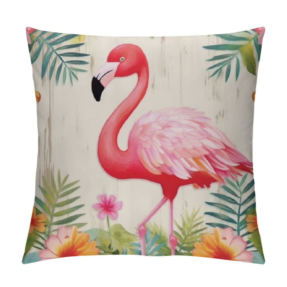 GOSMITH Flamingo Decorative Pillow Covers Tropical Plants Lumbar Summer ...