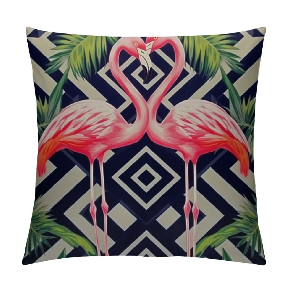 GOSMITH Flamingo Pillow Cover Decorative Beautiful Bird Pink Flamingo ...