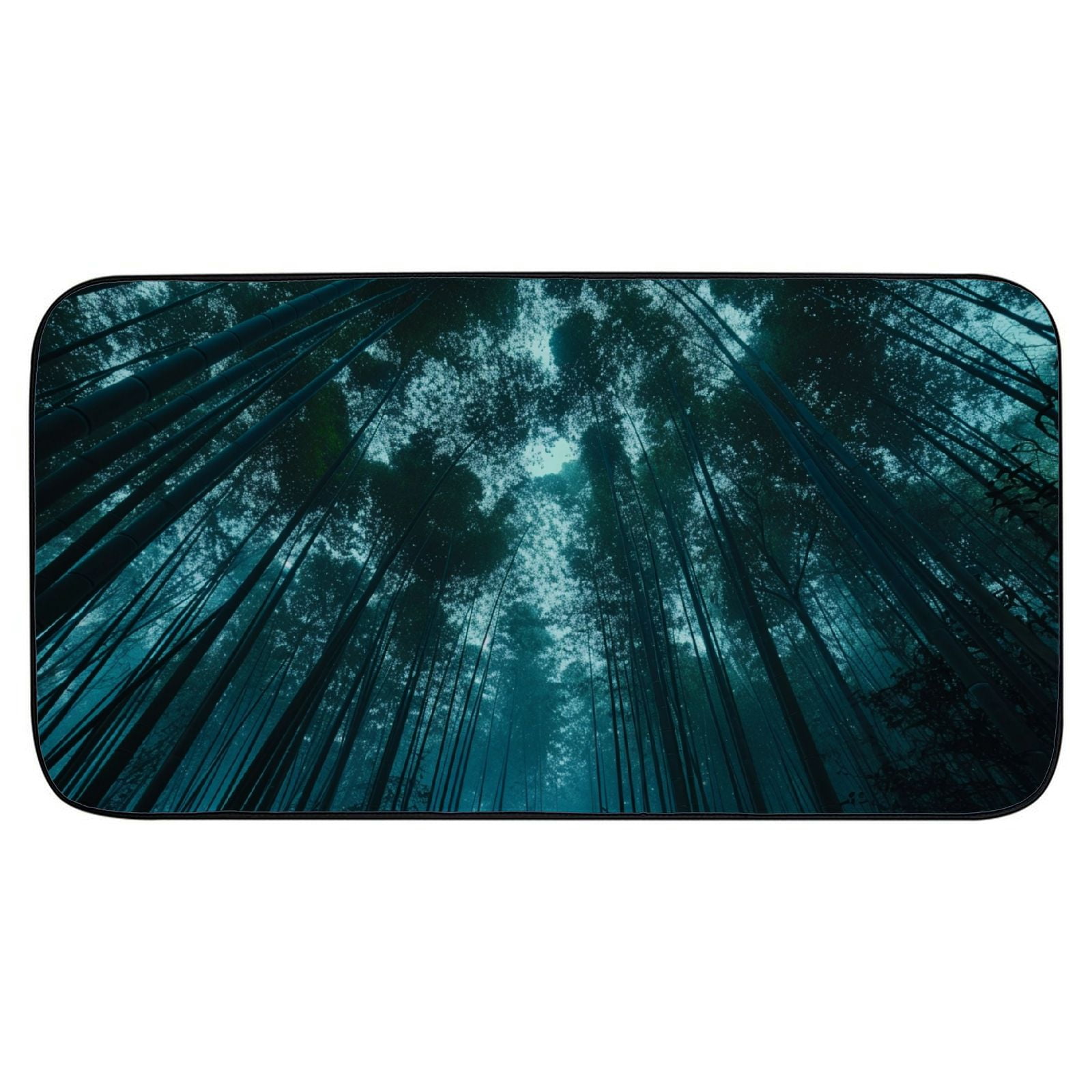 GOSMITH Floor Mat Rug Birds Eye View of Bamboo Forest Cold Colors ...