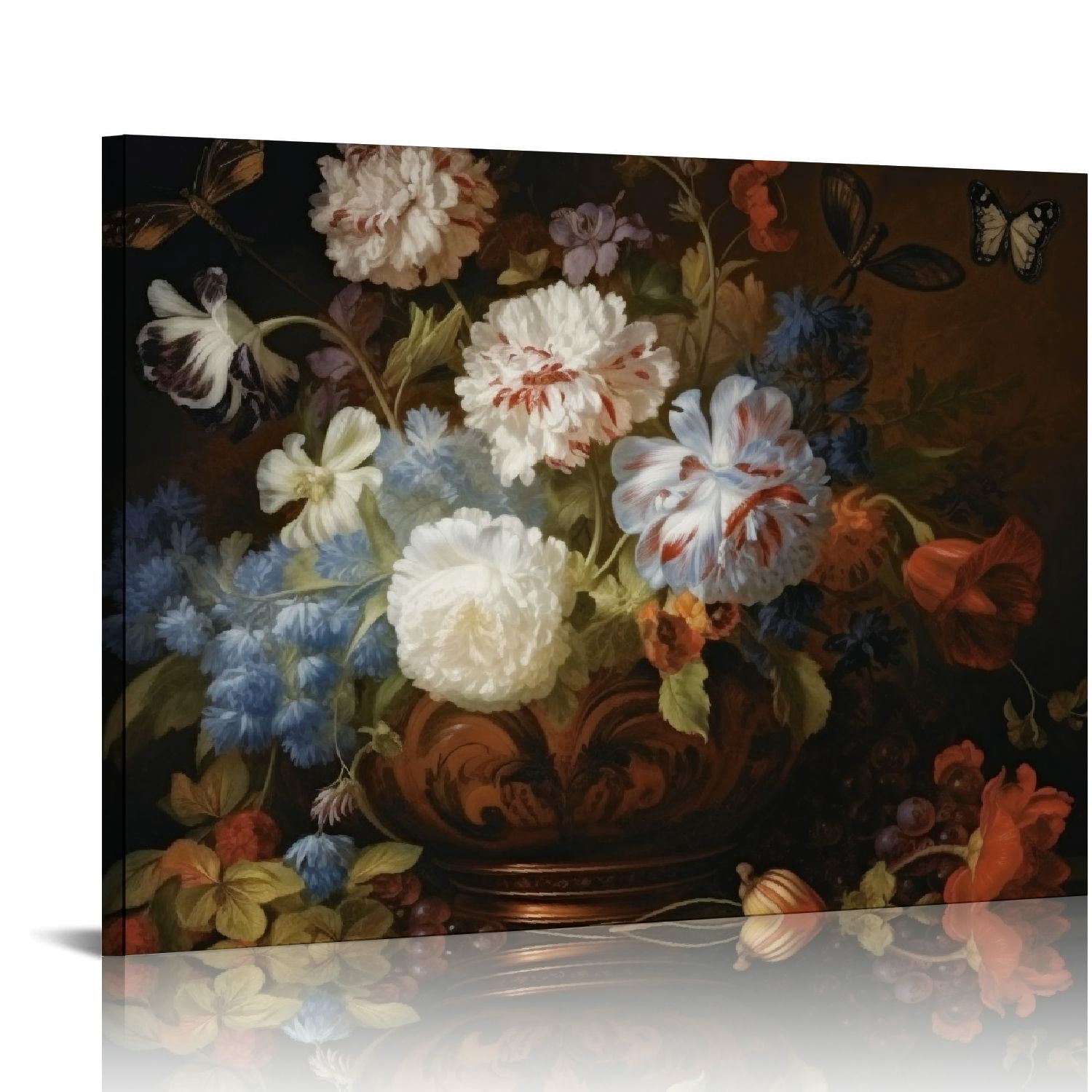 GOSMITH Floral Framed Wall Art, Peonies Irises Hydrangea Bathroom Art ...