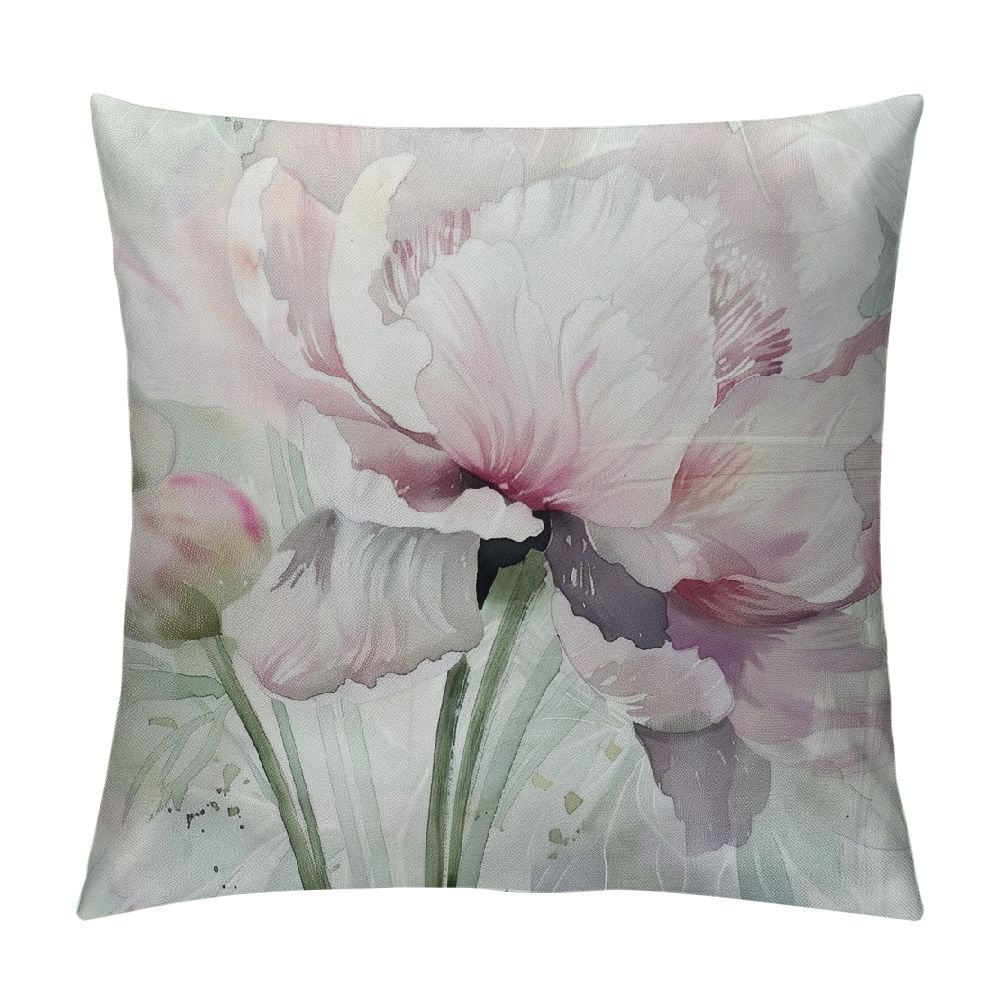 Leisuo Flower Throw Pillow Cushion Cover, Floral Pink Roses Tulips ...