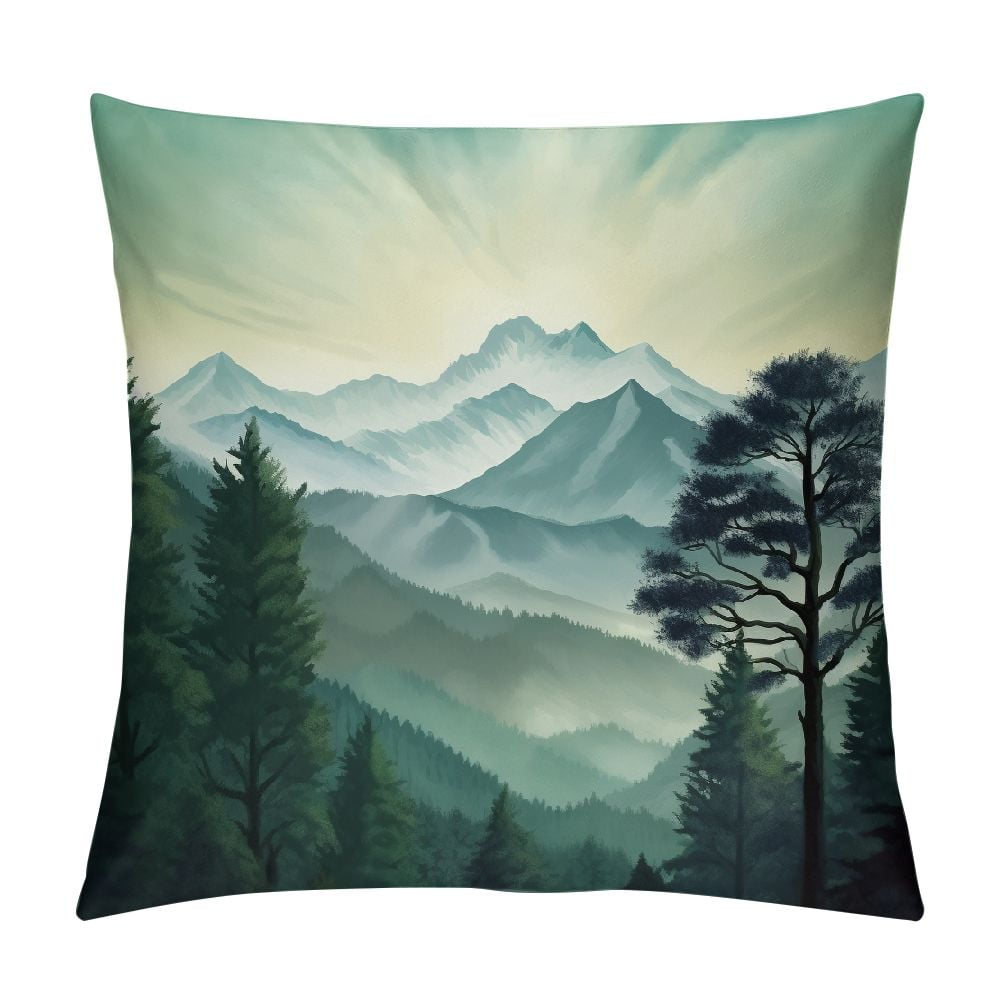 GOSMITH Foggy Forest Home Decorative Throw Pillows Covers, Misty Pine ...