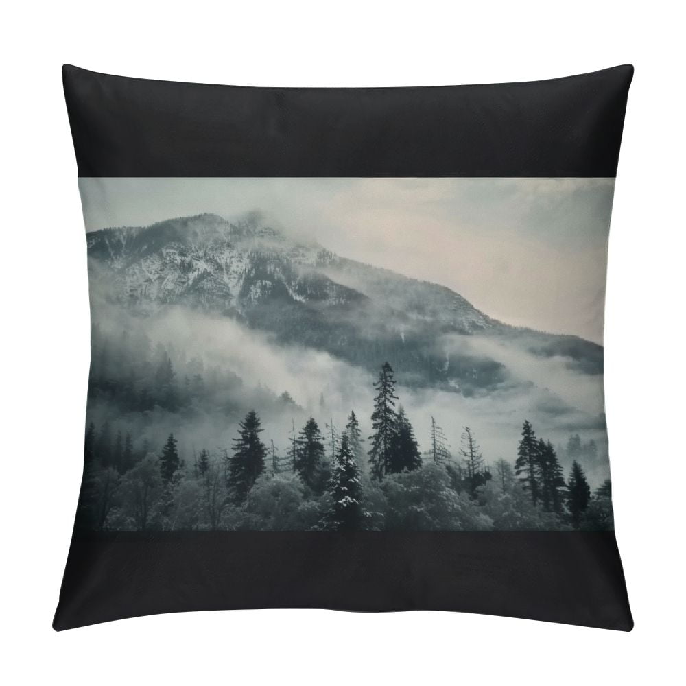 Leisuo Foggy Forest Pillow Cover,Misty Natural Scenery Mountain ...