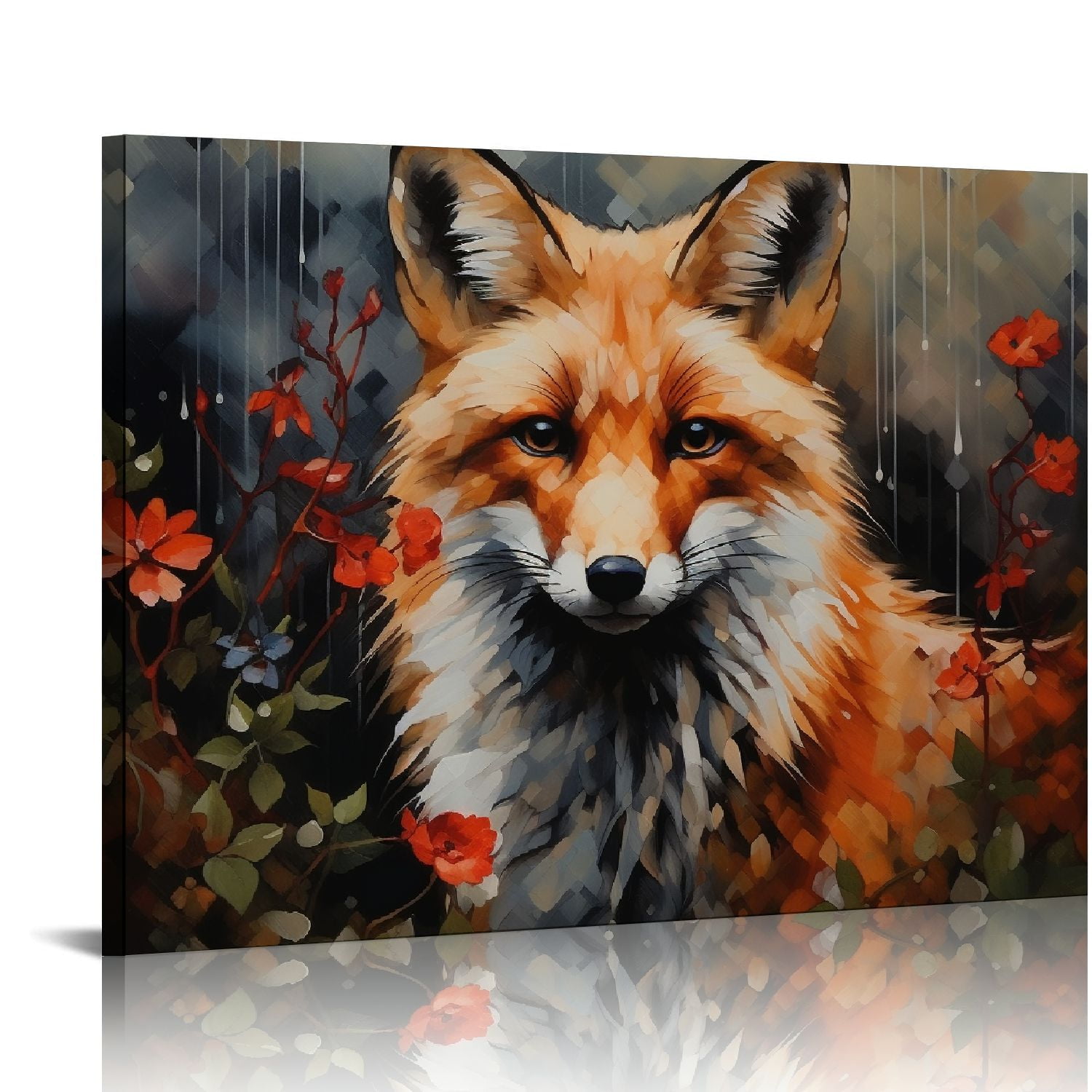 GOSMITH Fox And Nature Watercolor Art Print, Fox And Nature Wall Art ...
