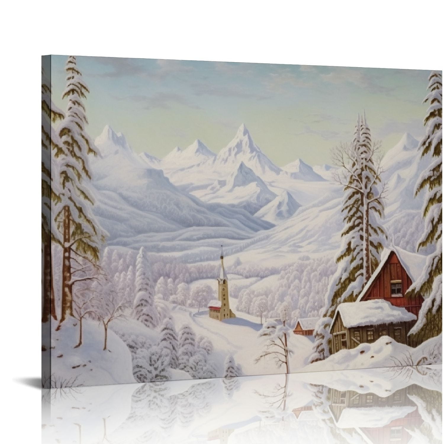 GOSMITH Frame Winter Wall Art Snow Tree Canvas Wall Decor Snowing ...