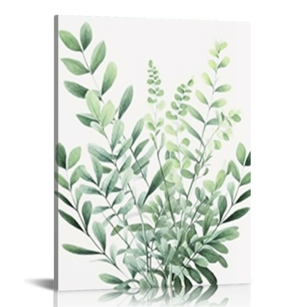 GOSMITH Framed Botanical Plant Canvas Wall Art Prints Green Sage Plants ...