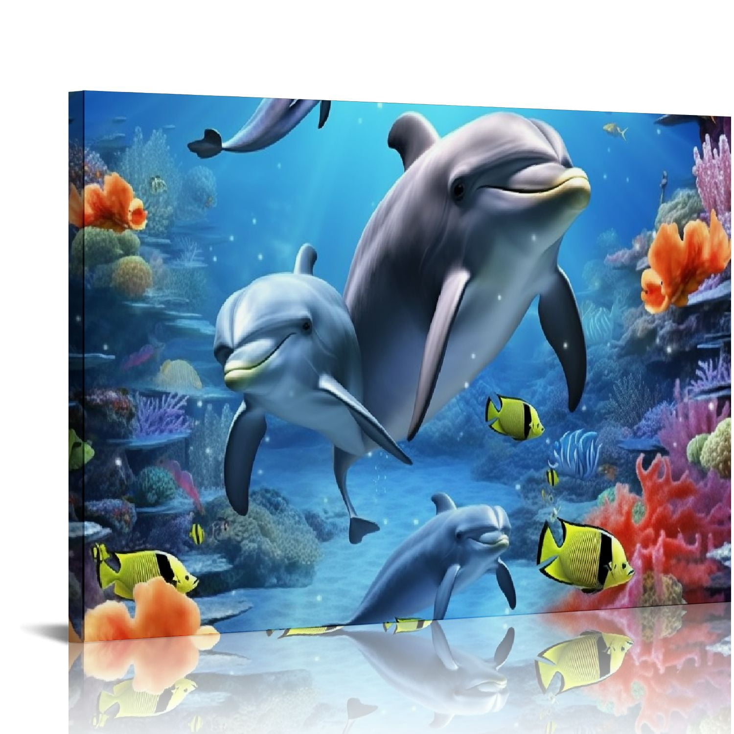 GOSMITH Framed Ocean Animal Canvas Wall Art Cute Dolphin Sea Turtle ...