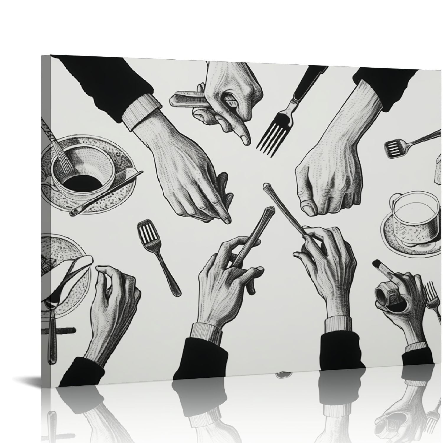 GOSMITH Fun Chef Art Cooking Hands Wall Art Modern Kitchen Cooking Wall ...