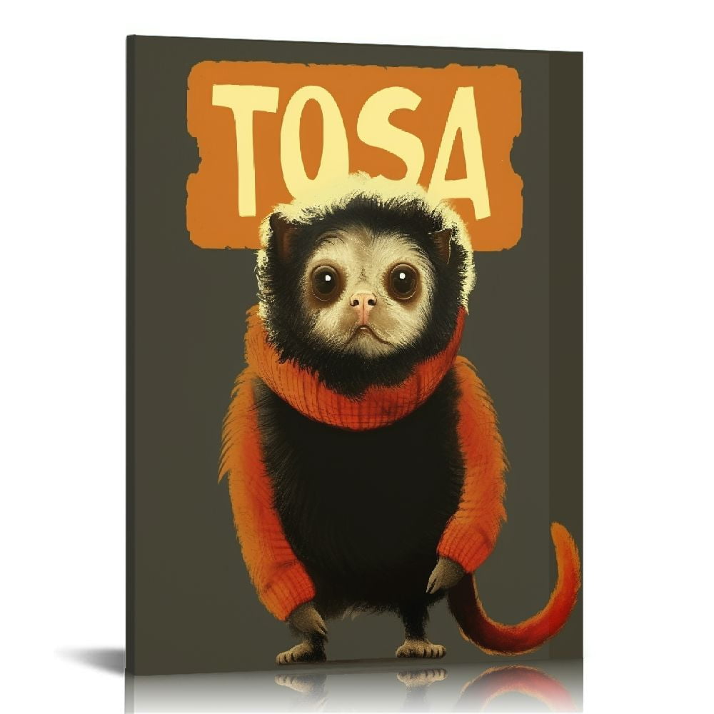 GOSMITH Funky Black Cat Canvas Wall Art Funny Cat Poster Cute Kitten ...