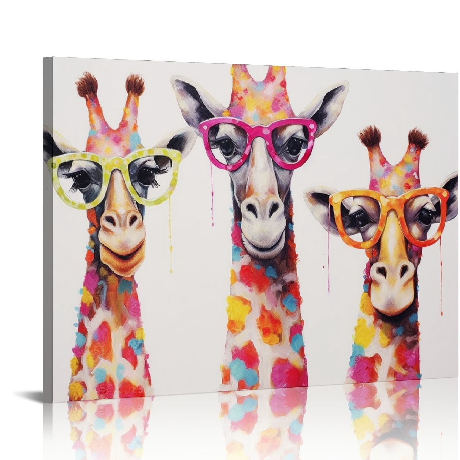 GOSMITH Funny Animals Canvas Wall Art Decor Lovely Giraffes Family ...
