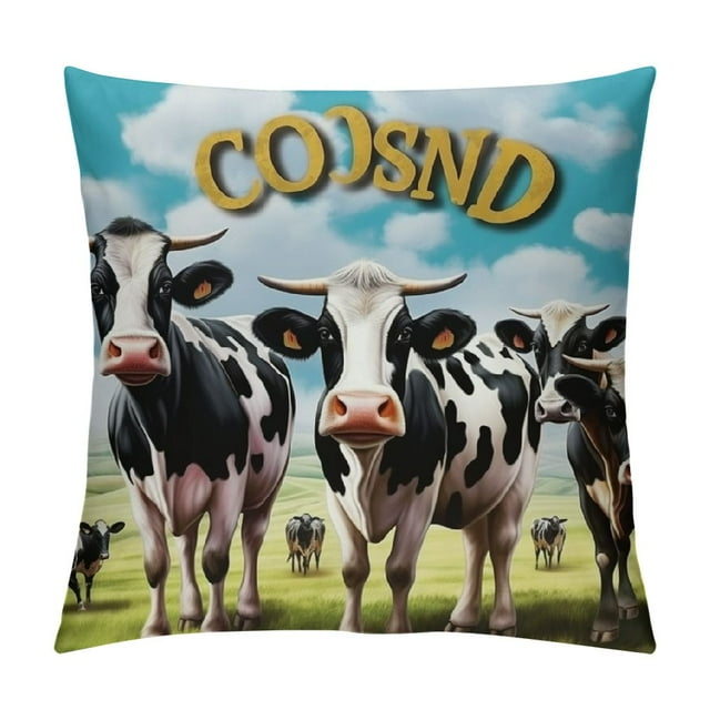 GOSMITH Funny Cow Throw Pillow Covers, Funny Farmhouse Cow Throw Pillow ...