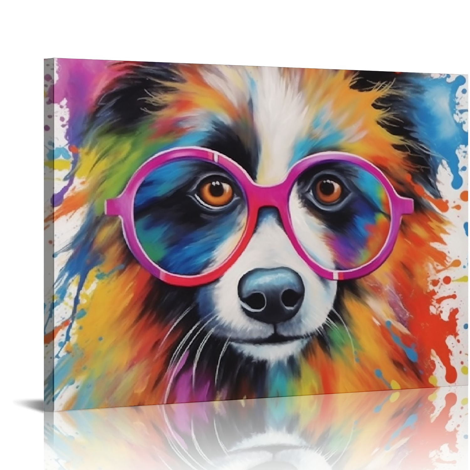 GOSMITH Funny Dog Canvas Wall Art Watercolor Animal Cute Puppy Painting ...