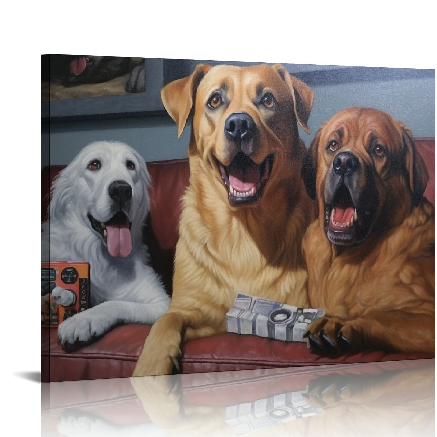 GOSMITH Funny Dogs Playing Video Games Livingroom Pet Portrait ...