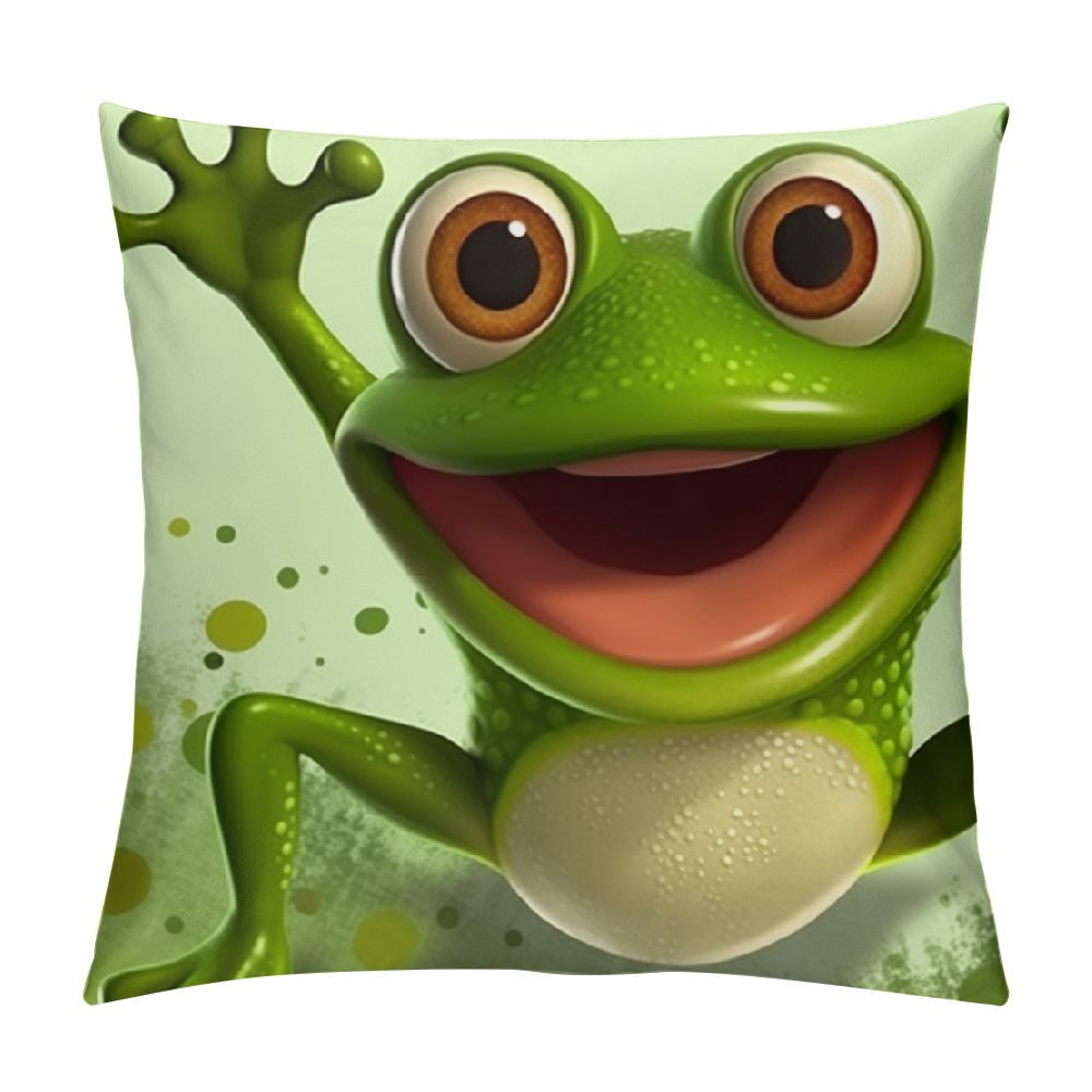 GOSMITH Funny Frog Throw Pillow Covers,Green Frog Rectangle Lumbar ...