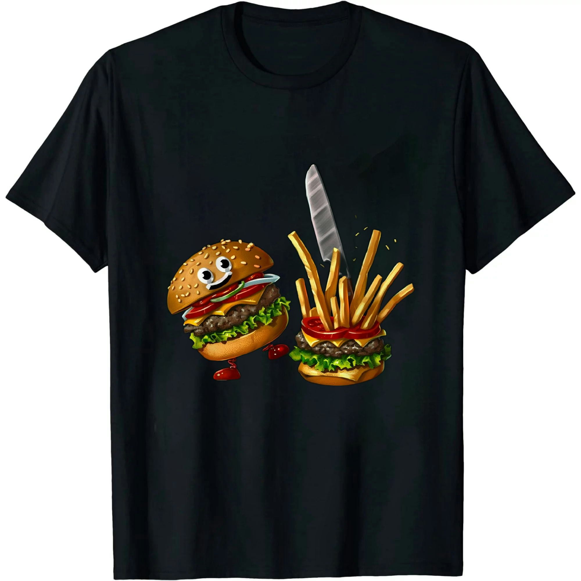 GOSMITH Funny Hamburger And Fries Gift Men Women Cool Fast Food Meal T ...