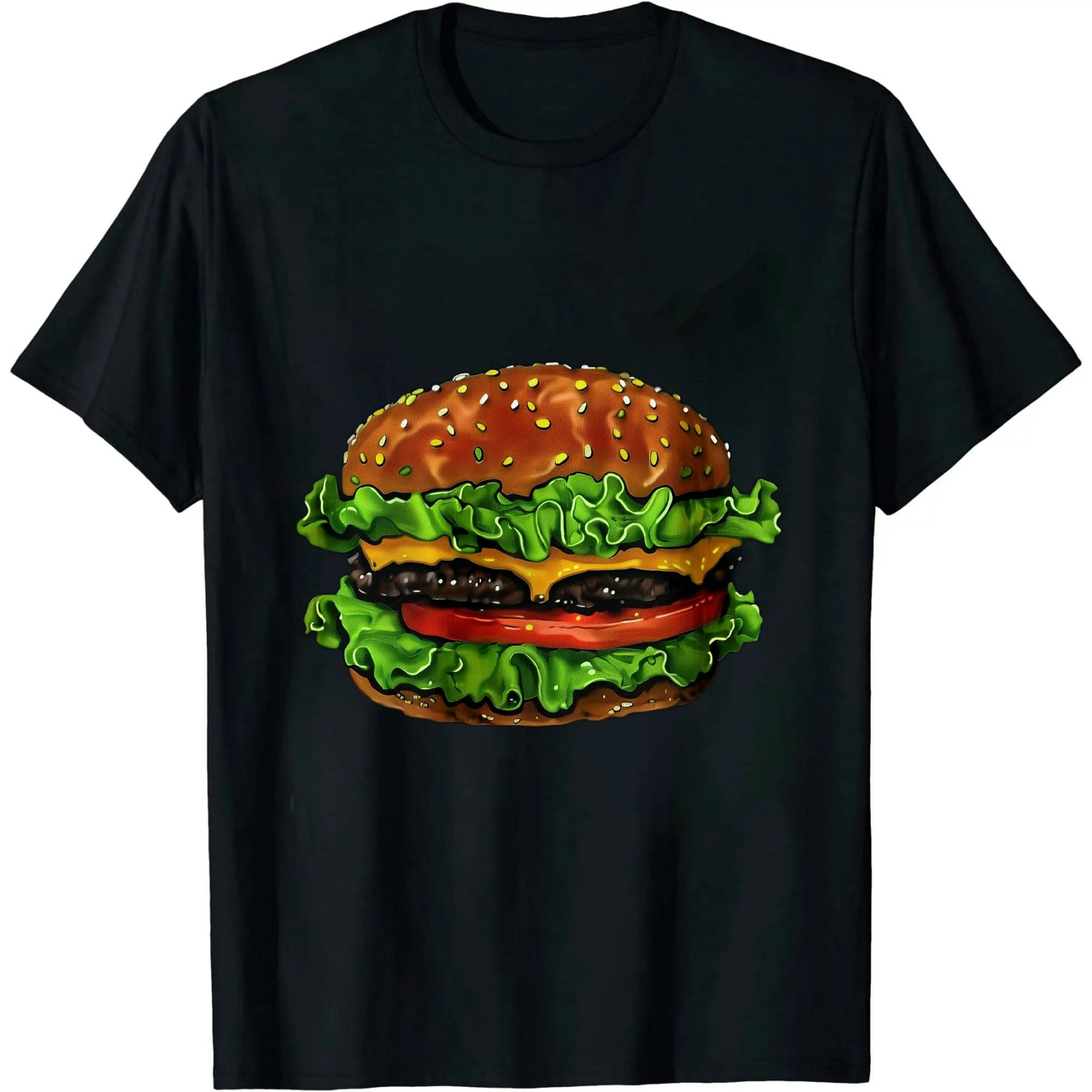 GOSMITH Funny Hamburger Art For Women Cheeseburger Lover T-Shirt ...