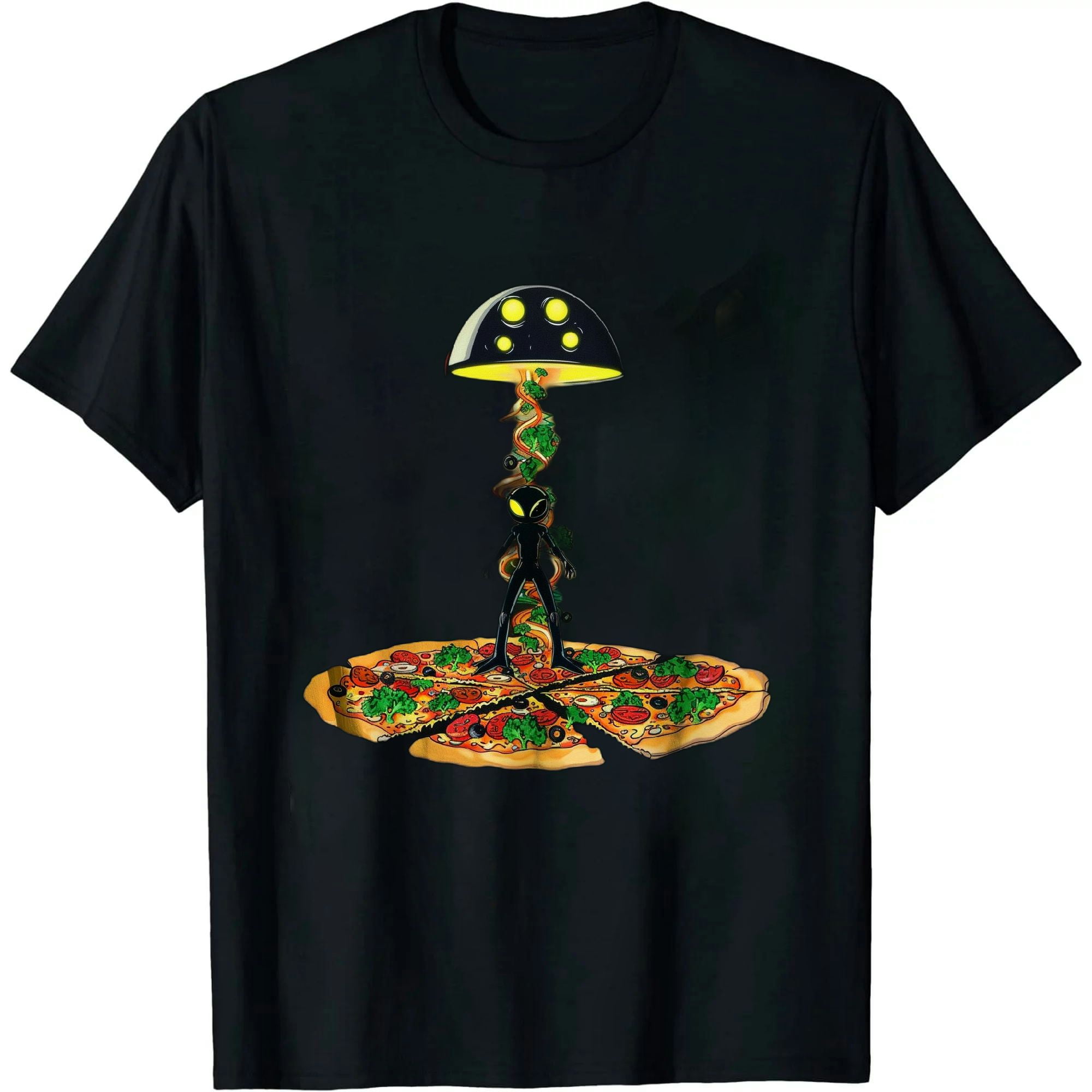 GOSMITH Funny Pizza UFO Alien Eating Pizza a UFO Extraterrestrial T ...