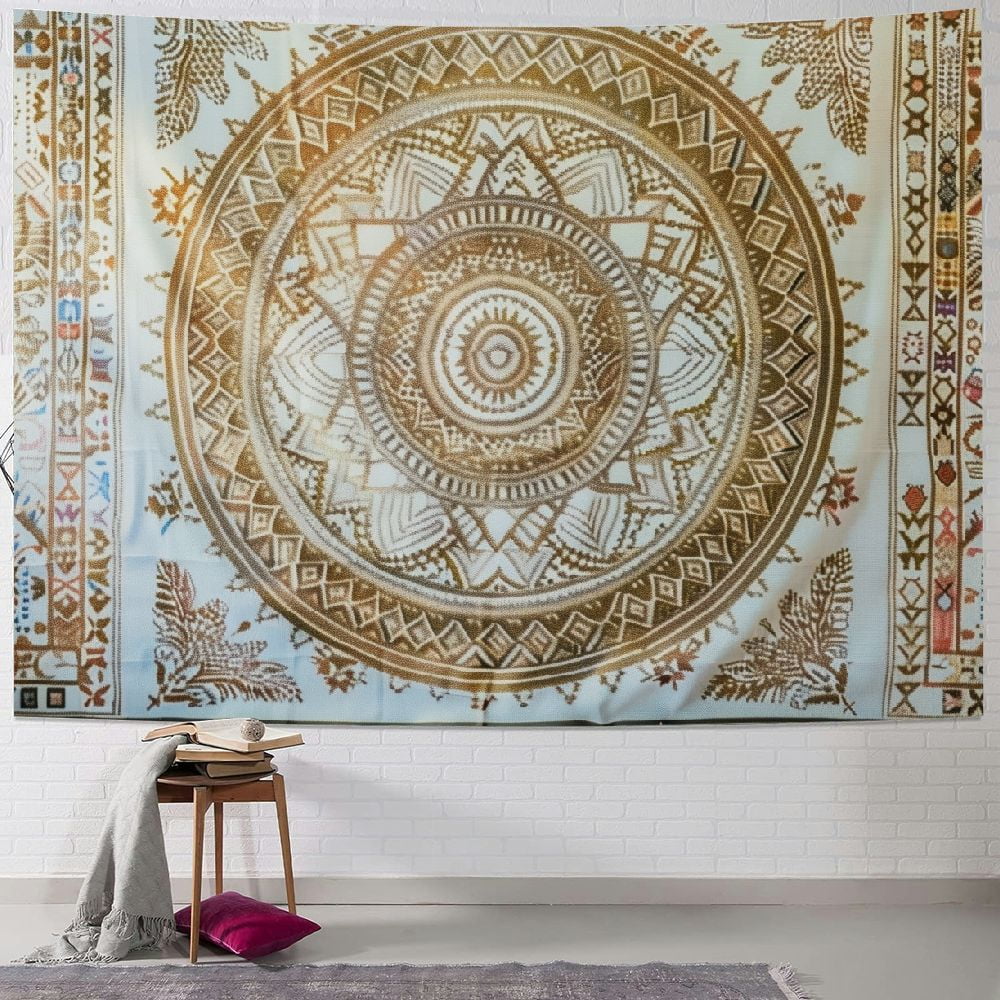 GOSMITH Gold Mandala Tapestry Bedroom Aesthetic - Indie Wall Tapestry ...