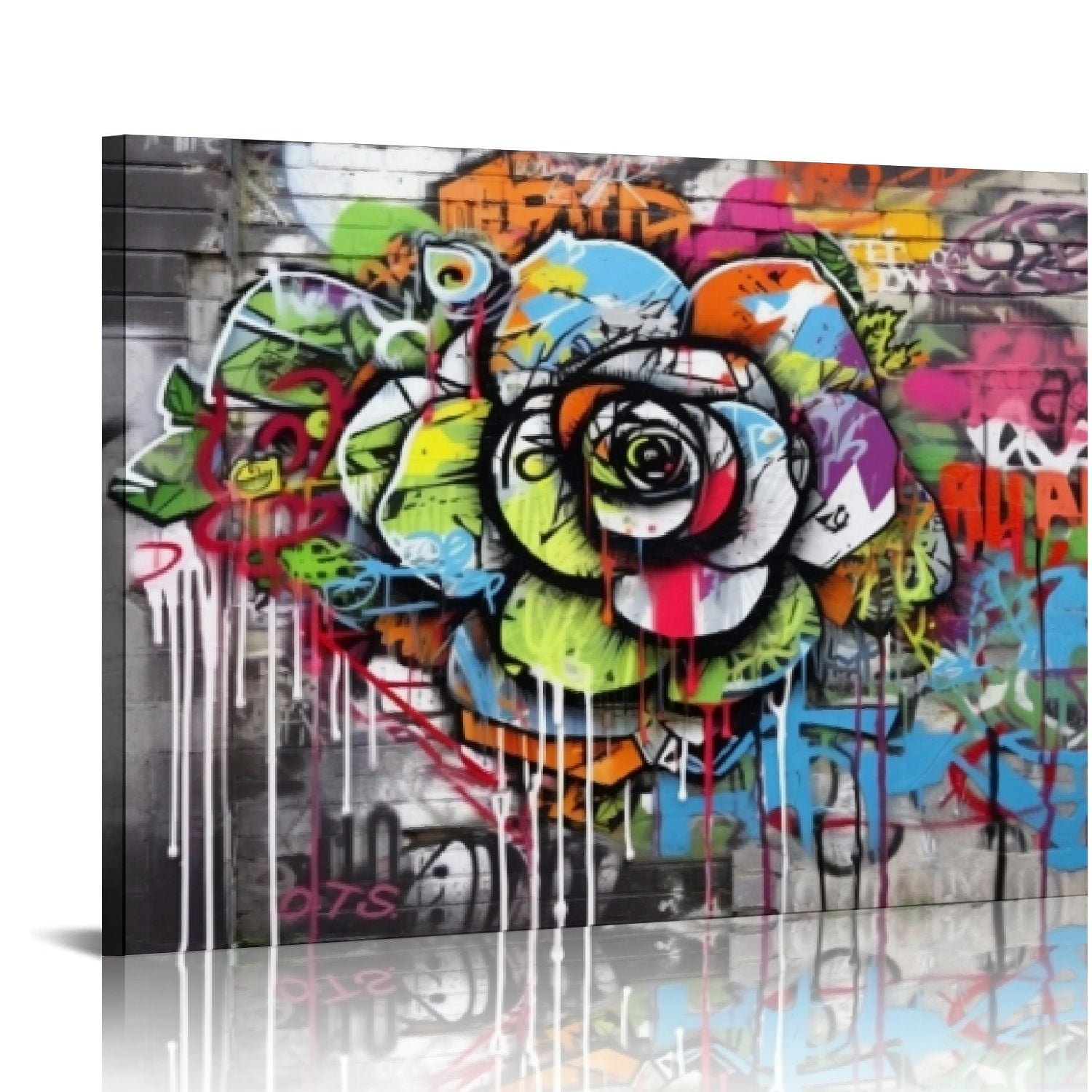GOSMITH Graffiti Canvas Wall-Art - Flower Pictures Wall Decor for Girls ...