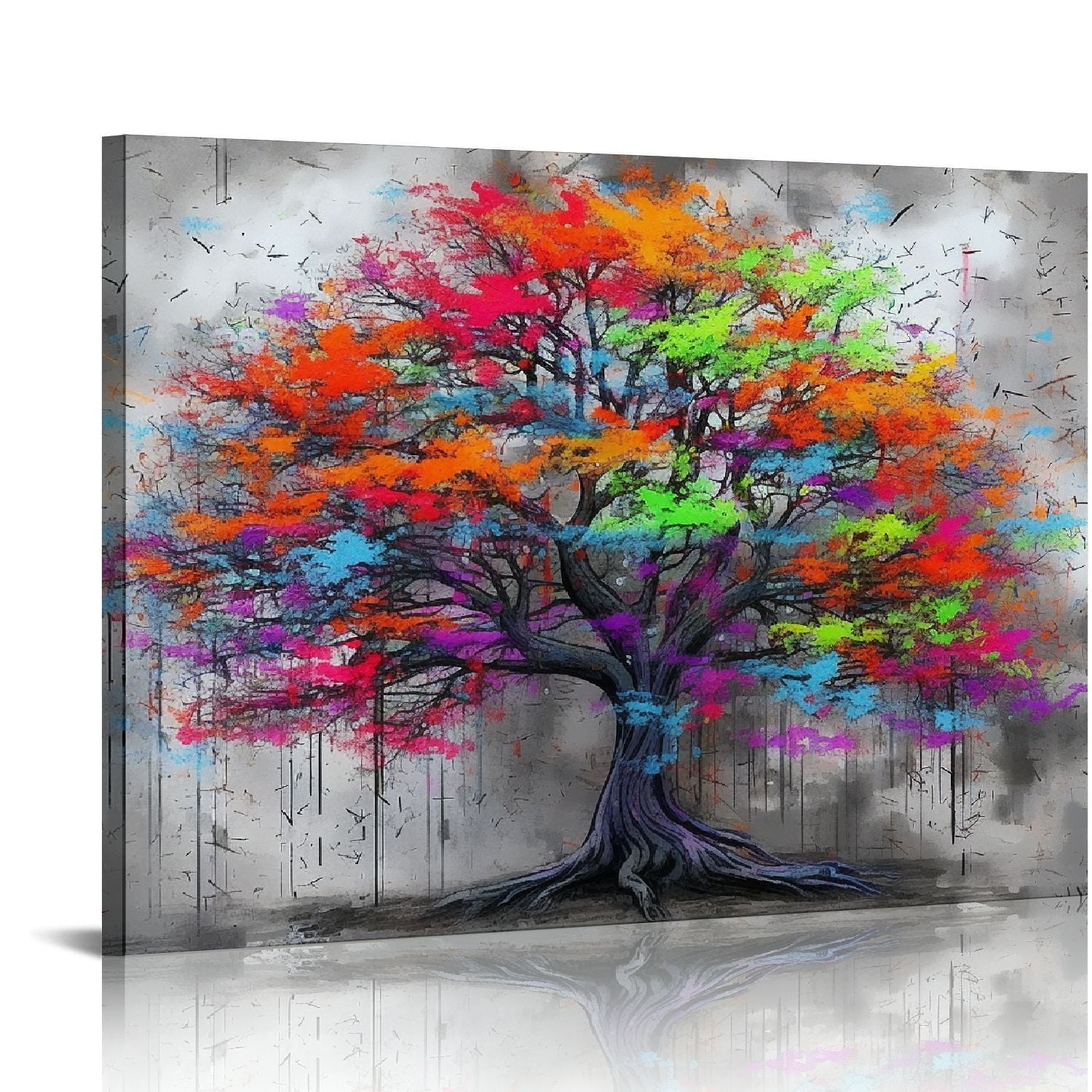 GOSMITH Graffiti Tree Wall-Decor - Abstract Canvas Wall Art - Wall Art ...