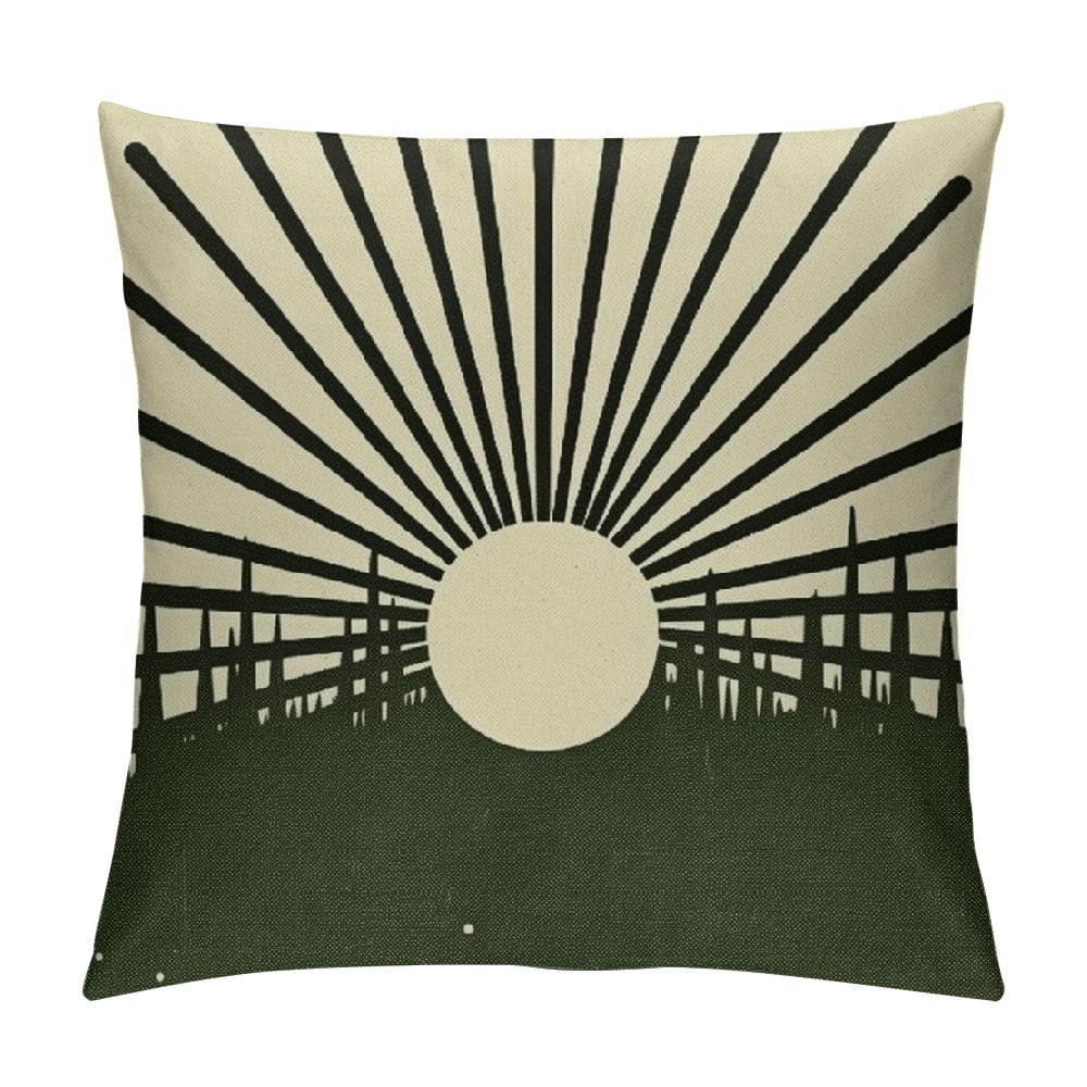 GOSMITH Green Boho Sunset Pillow Covers Abstract Retro Sun Sunshine Outdoor Decorative Throw ...