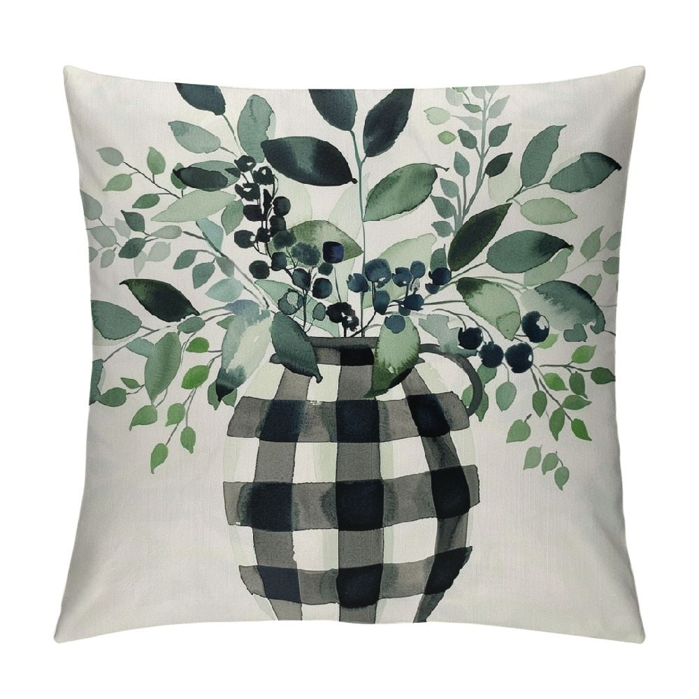 GOSMITH Green Eucalyptus Leaves Spring Throw Pillow Covers Greenery ...
