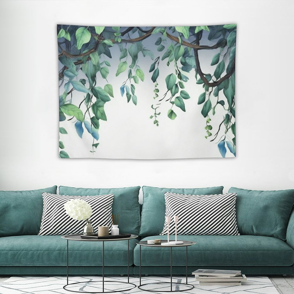 GOSMITH Green Tapestry Watercolor Green Leaf Tapestry, Plant Natural ...