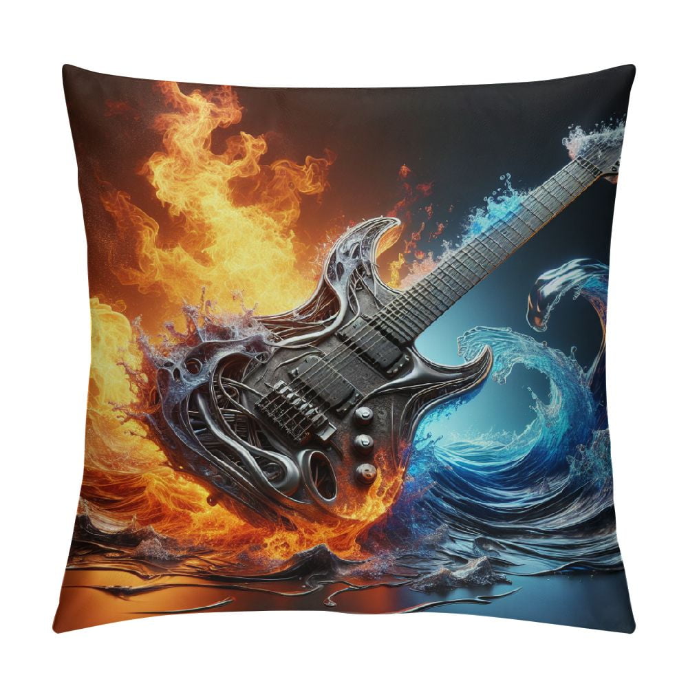GOSMITH Guitar Music Body Pillow Cover Fire Water Rock Musical Note ...