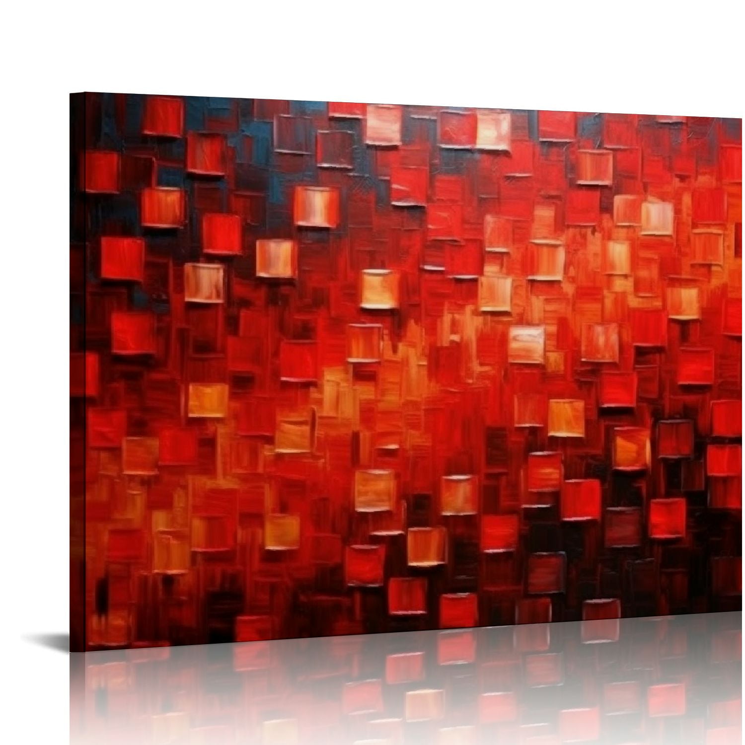 GOSMITH Hand Painted Modern Oil Painting Texture Red Abstract Canvas ...