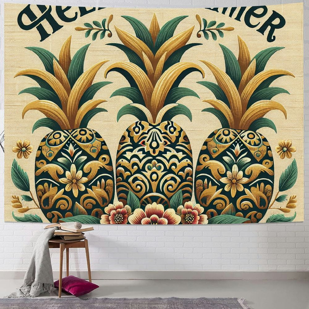 GOSMITH Hello Summer Pineapple Decorative Rectangle Pineapple Tropical ...