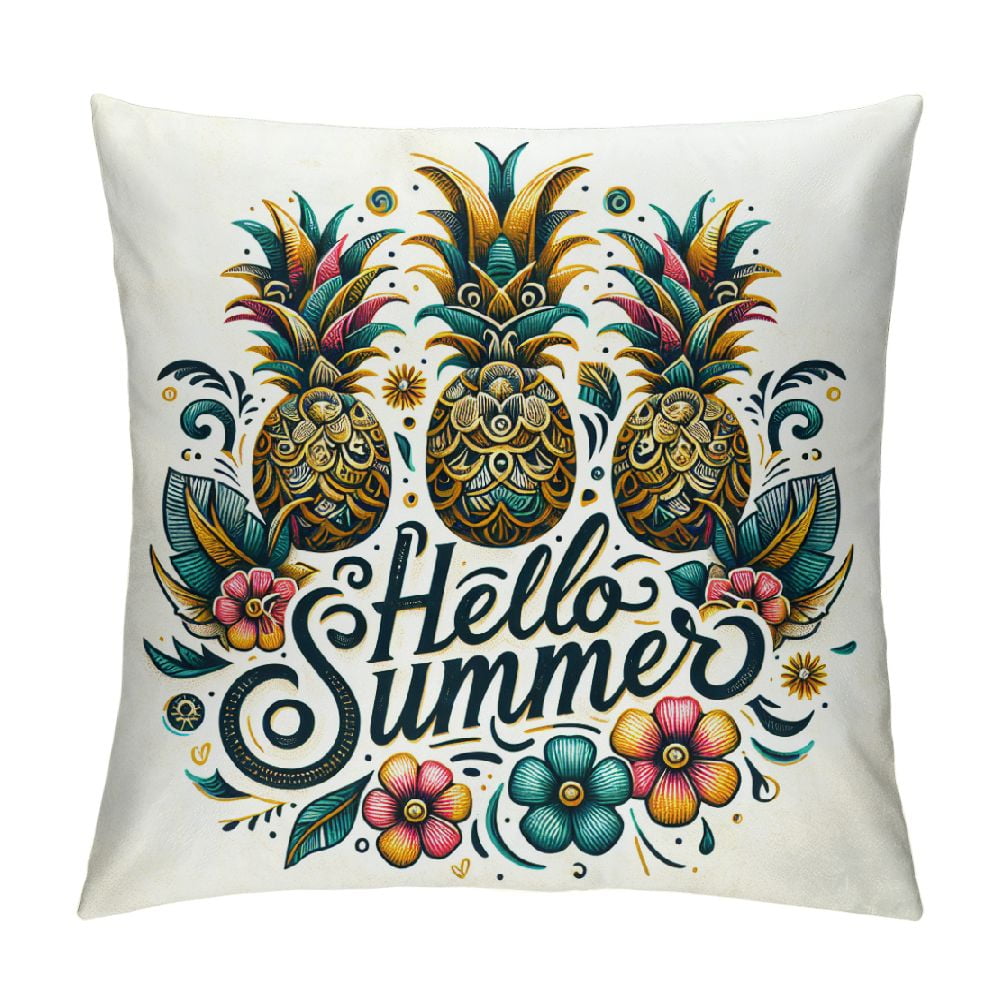GOSMITH Hello Summer Pineapple Decorative Throw Pillow Cover, Rectangle ...