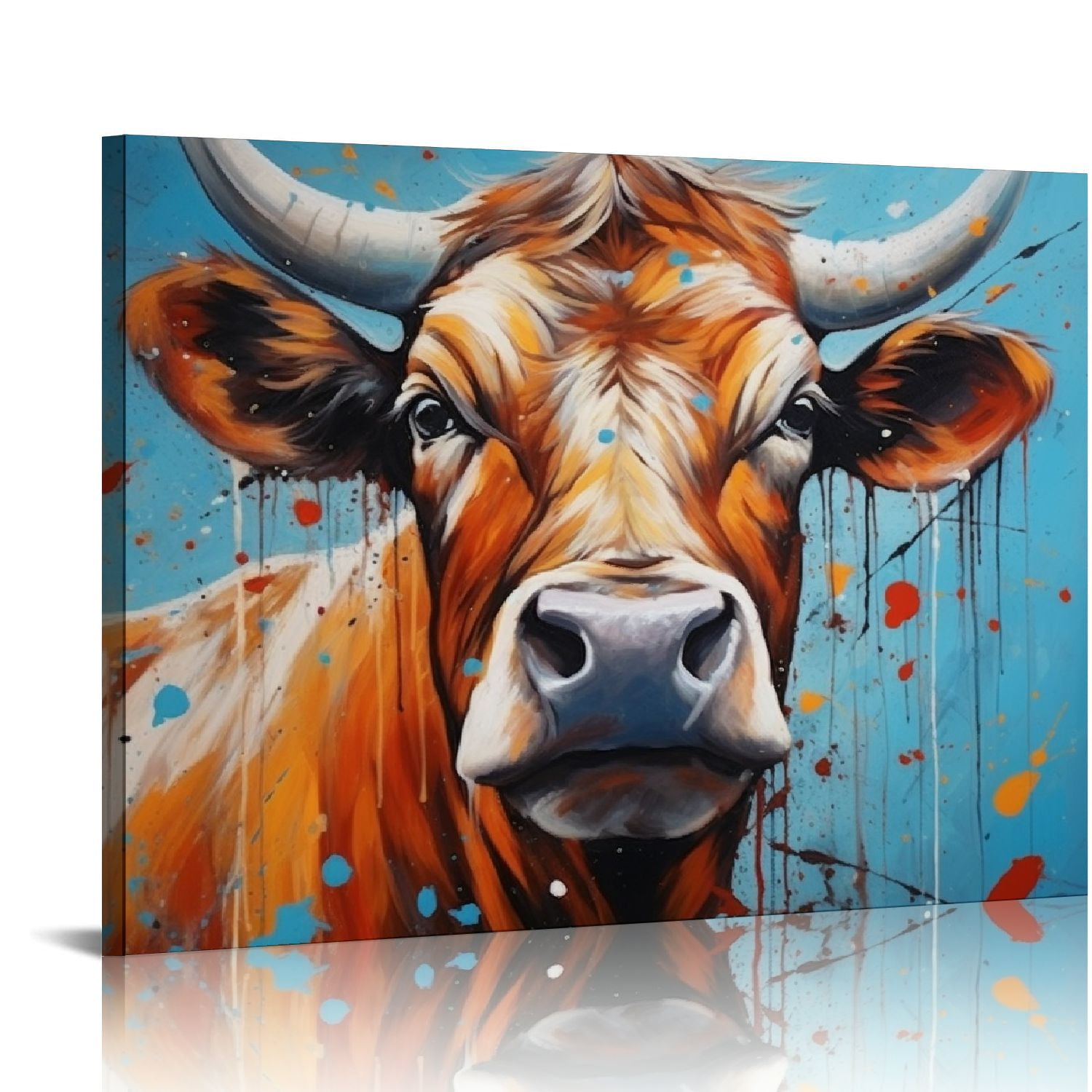 GOSMITH Highland Cow Canvas Wall Art, Rustic Farmhouse Cow Print ...