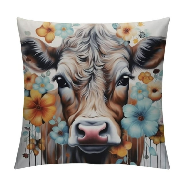 GOSMITH Highland Cow Pillow Covers ,Highland Cow Decor,Highland Cow ...