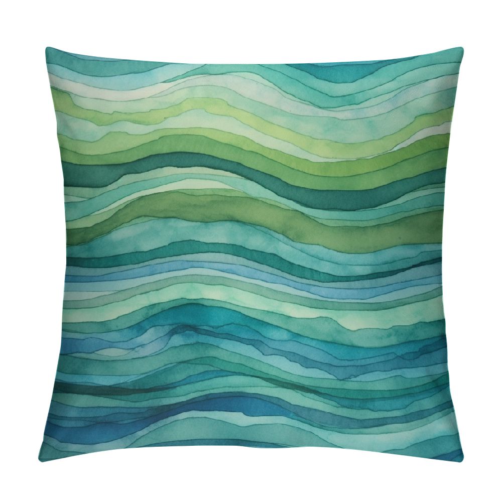 GOSMITH Home Decorative Throw Pillow Covers Blue Green Waves ...