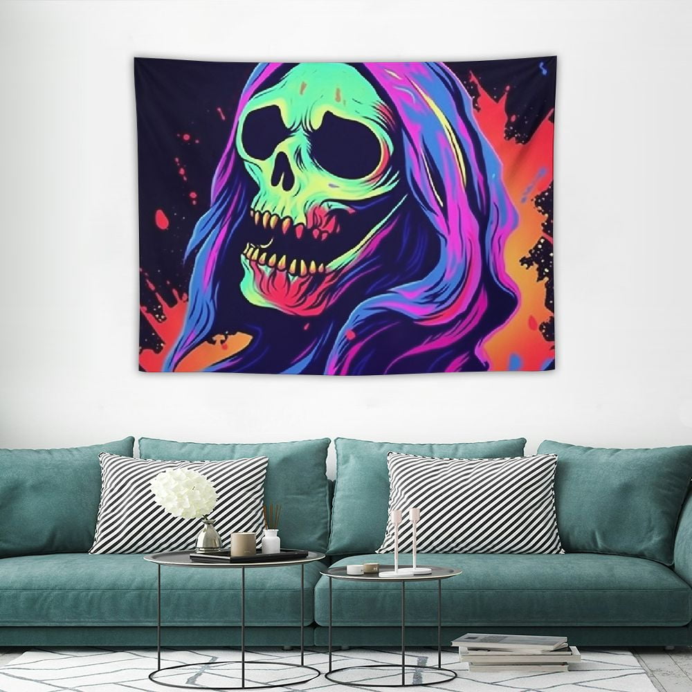 GOSMITH Horror Face Tapestry, UV Reactive Tapestries Wall Hanging, Glow ...