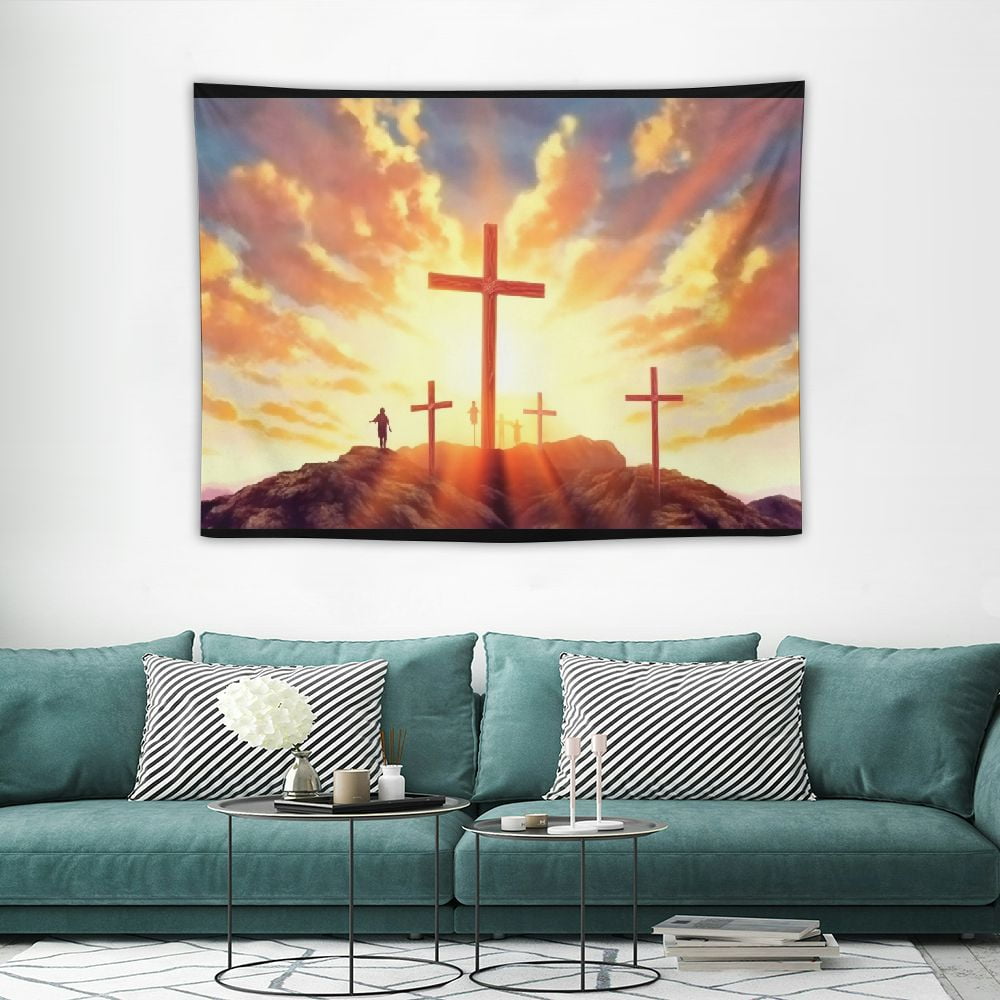 GOSMITH Inches Jesus Christian Tapestry Cross Jesus Christ Sunset Tapestry Holy Spirit Religious ...