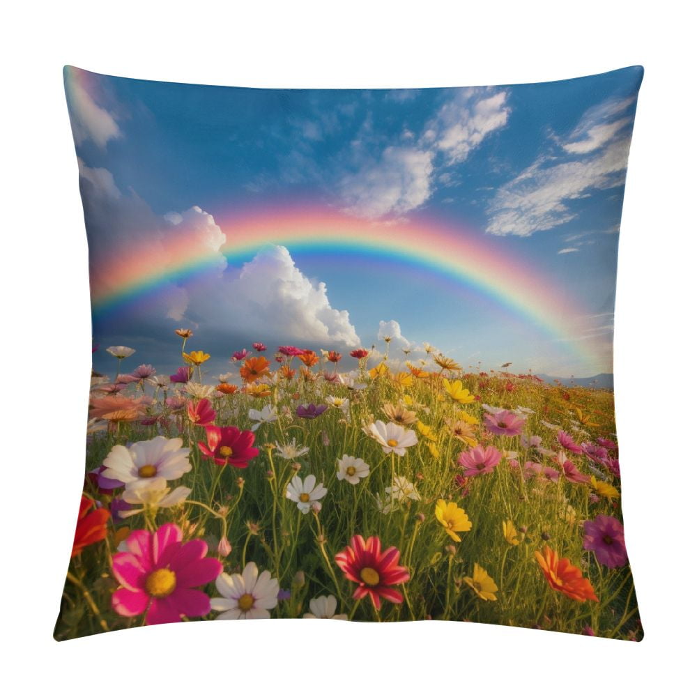 GOSMITH Inspirational Throw Pillow Covers, Rainbow Floral Throw Pillow ...