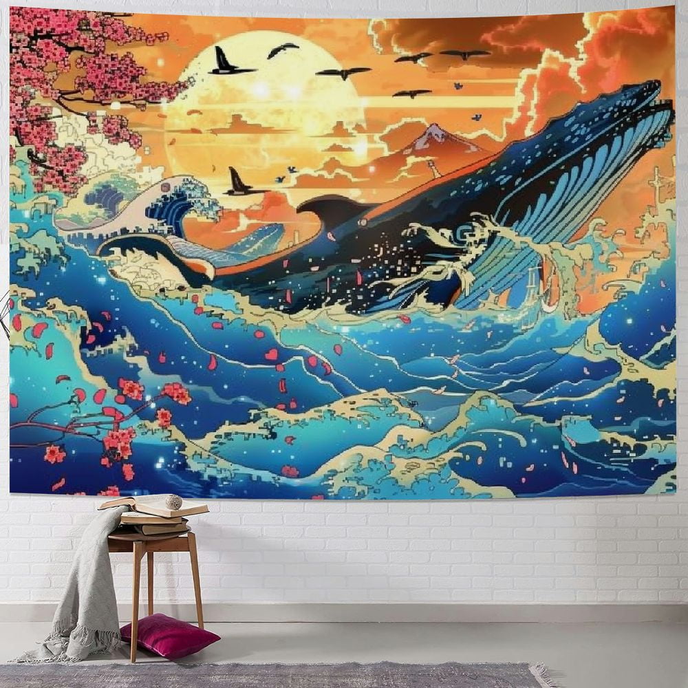 GOSMITH Japanese Ukiyo-e Tapestry The Great Wave Tapestry hippie Koi ...