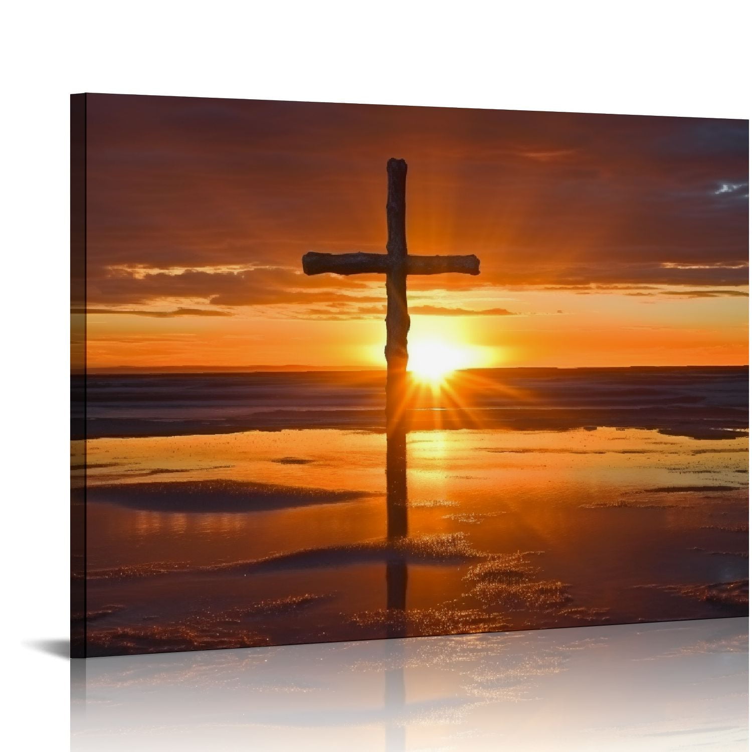 GOSMITH Jesus Christ Religion Symbol Wall Art Christian Sunset Cross ...