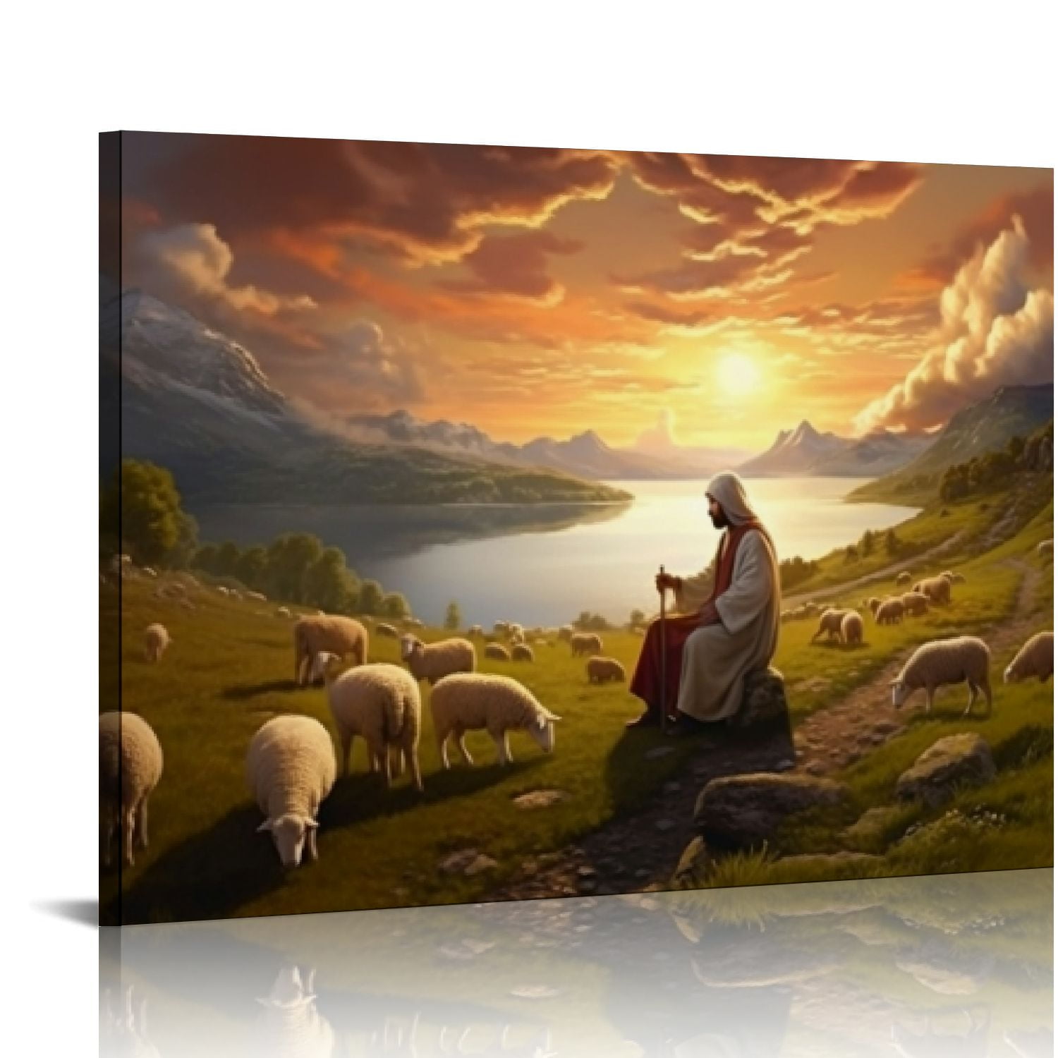 GOSMITH Jesus Christ Shepherd Canvas Wall Art - Modern Religious God ...