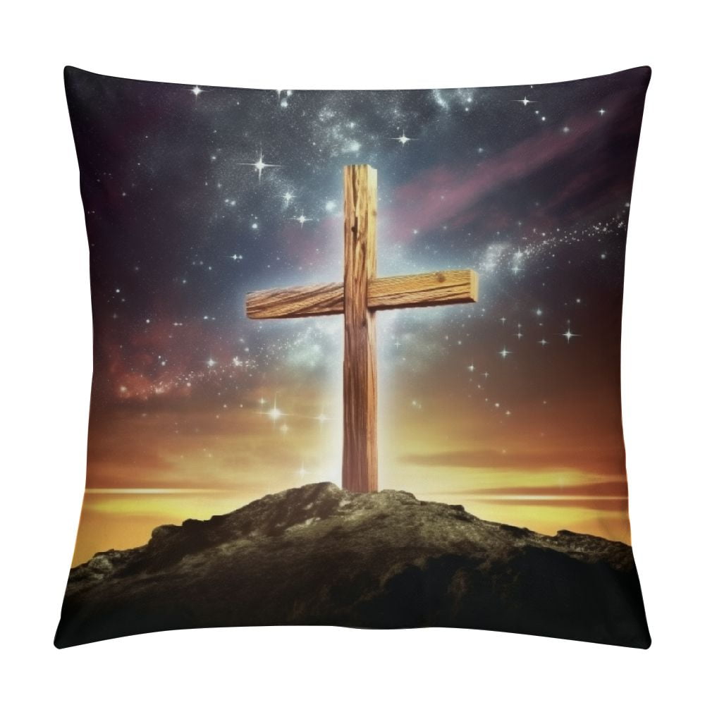 GOSMITH Jesus Cross Throw Pillow Covers Decorative Christ Religious ...