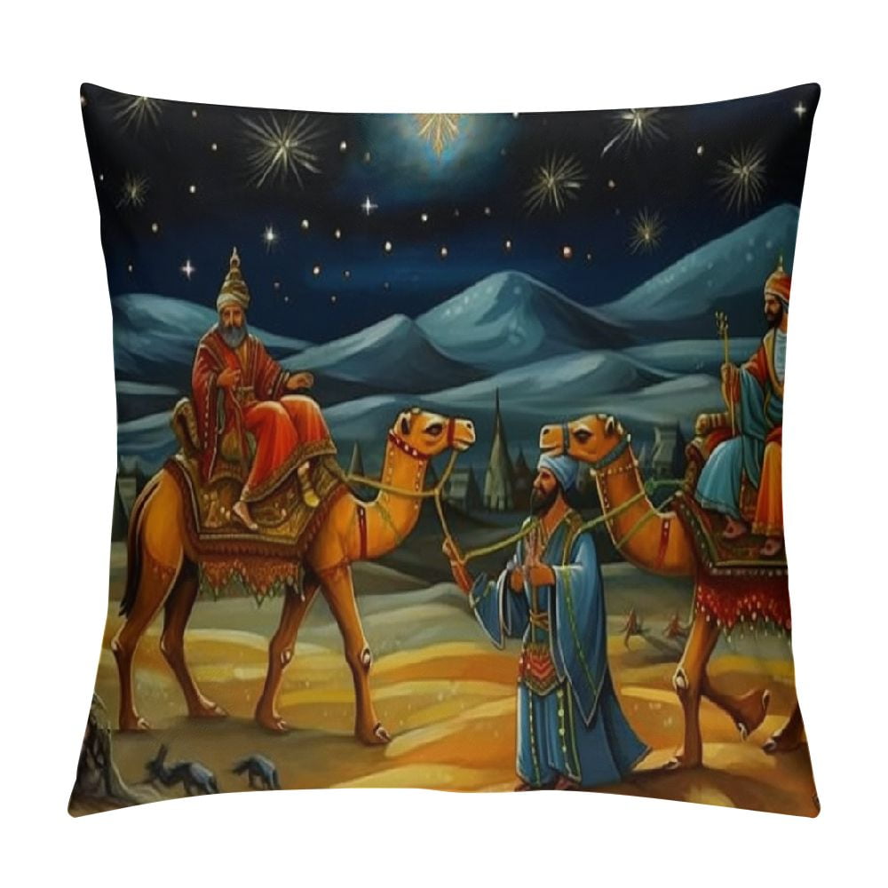 GOSMITH Jesus Nativity Throw Pillow Covers Holy Family Three Kings ...