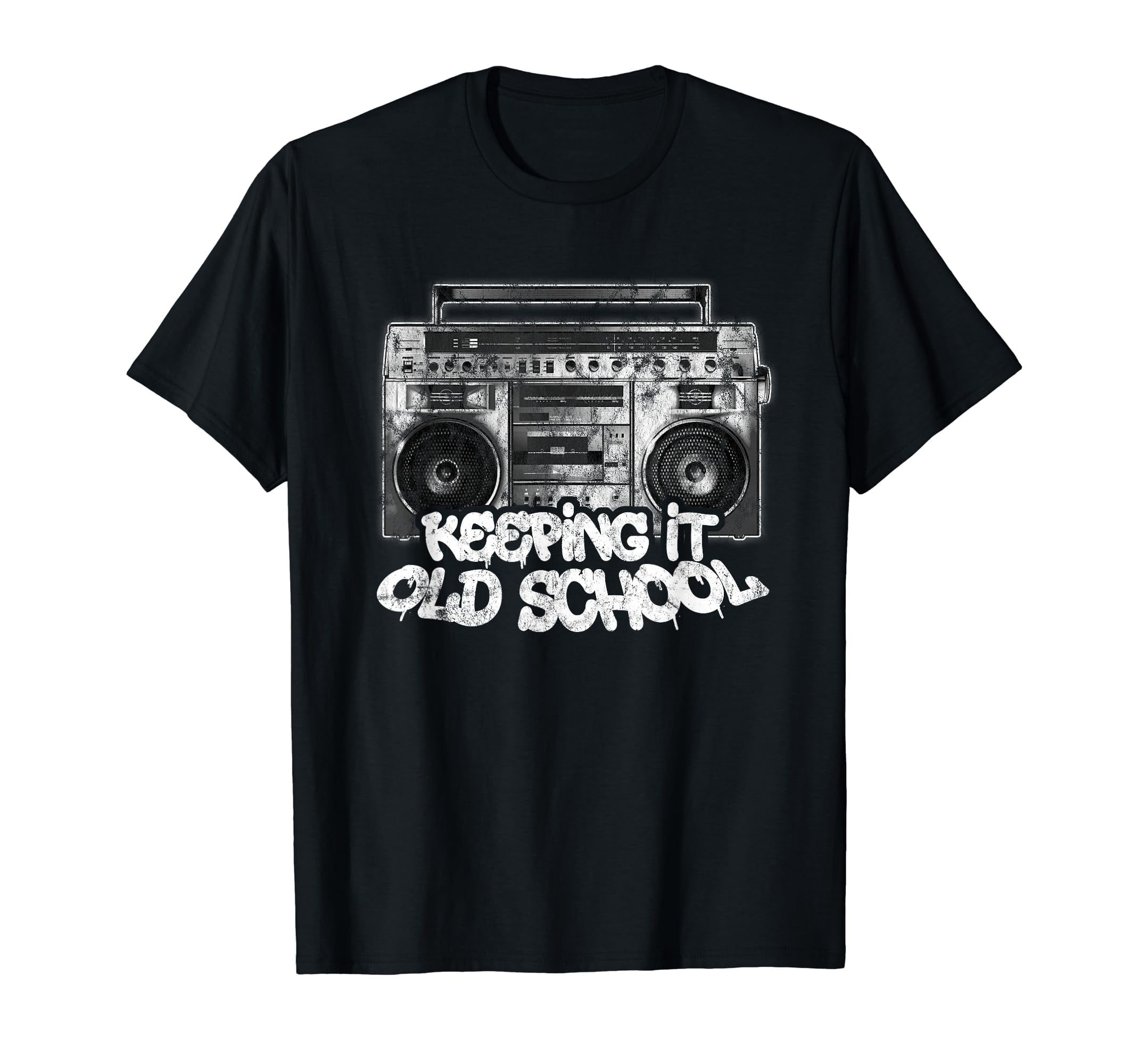 GOSMITH Keeping It Old School - Vintage Boombox Graffiti Black T-Shirt ...