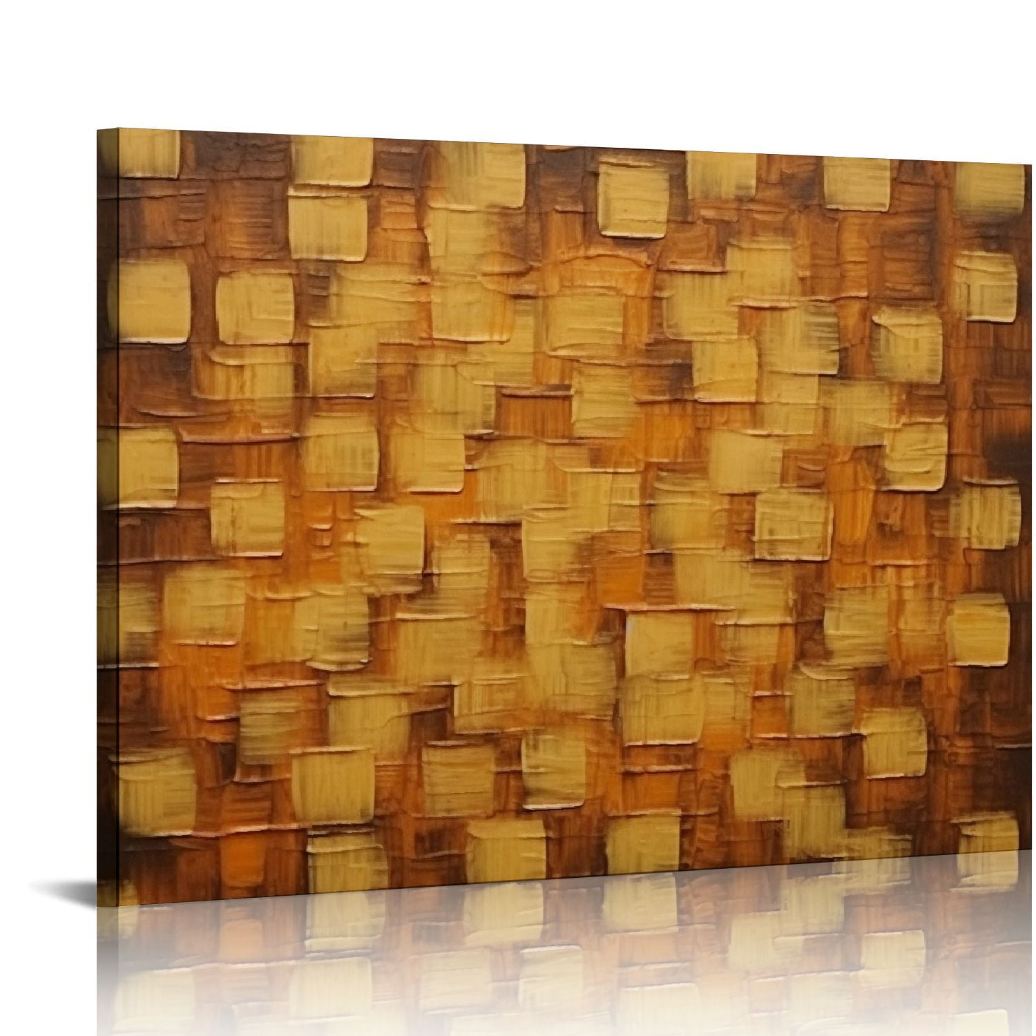 GOSMITH Large Abstract Golden Yellow Square Wall Art Hand Painted ...