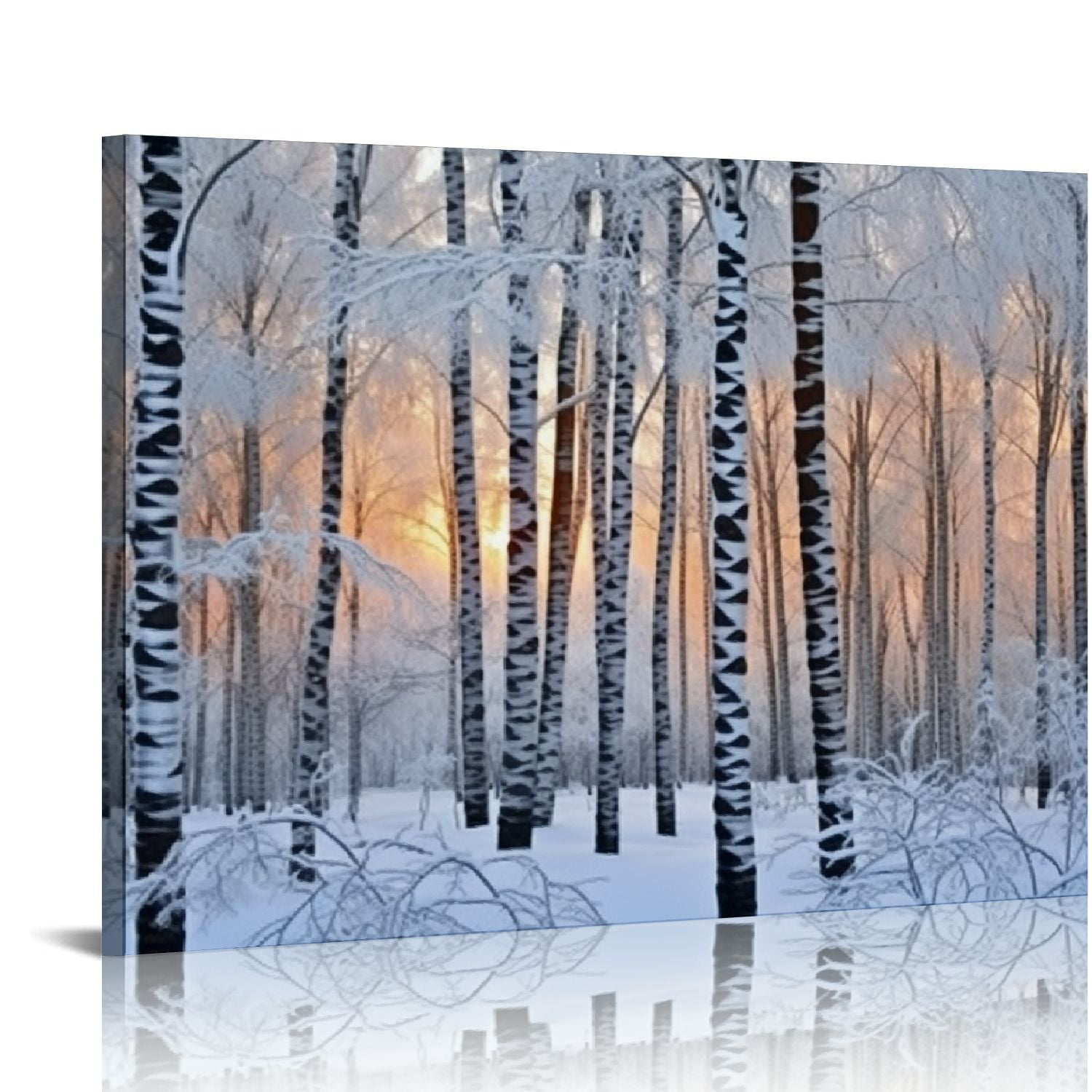GOSMITH Large Birch Tree Canvas Wall Art, Winter Forest Landscape Wall ...