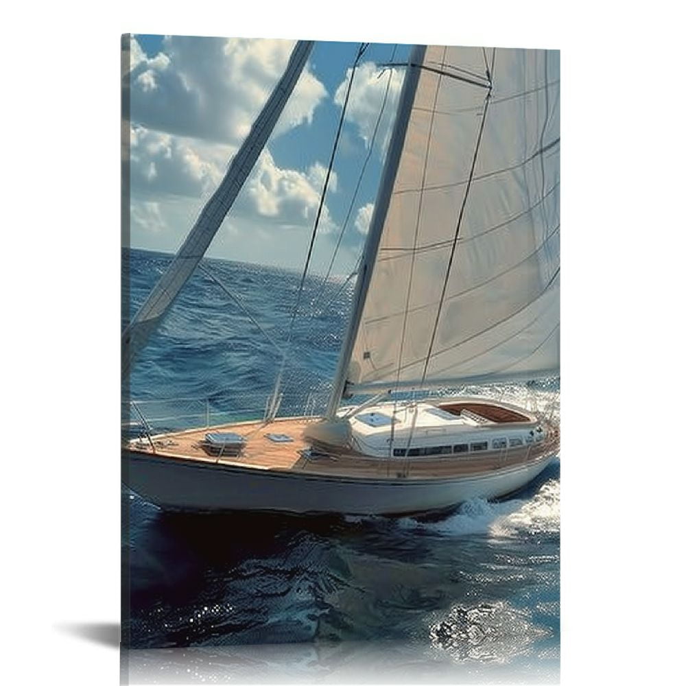 GOSMITH Large Canvas Wall Art for Living Room Yacht Posters Artwork ...