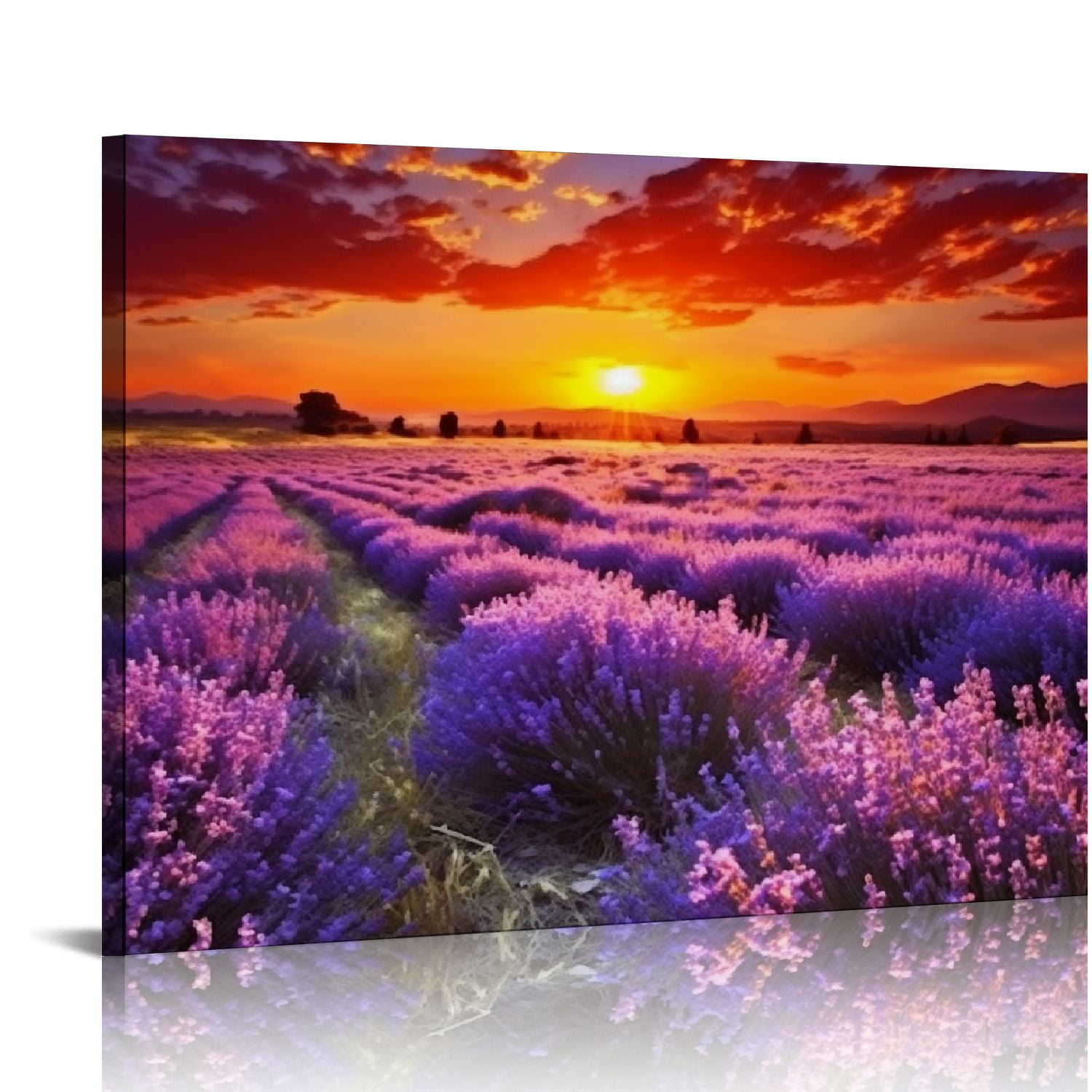 GOSMITH Lavender Field Wall Art Purple Flower Canvas Picture Prints ...